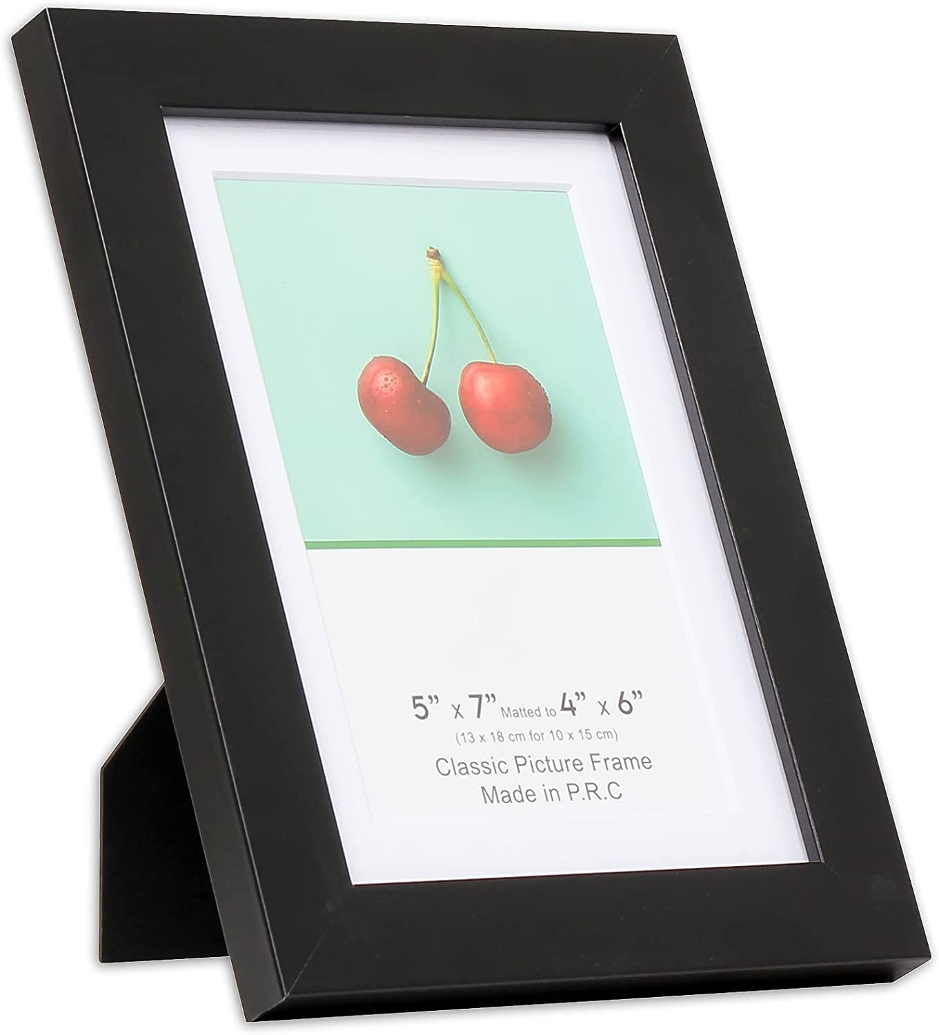 The Display Guys - Square Profile Wooden Picture Frame with Tempered Glass - 5" x 7" matted to 4" x 6" β 6 Pack β Black