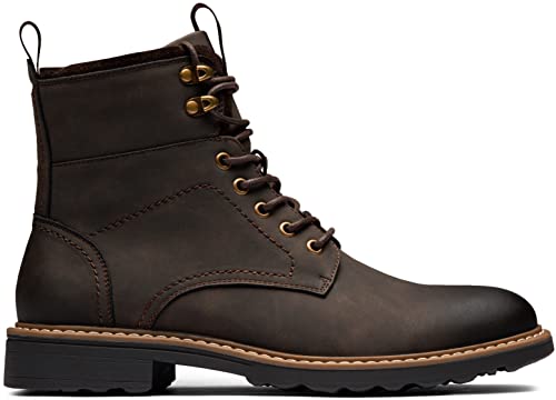 Vostey Boots for Men Casual Waterproof Mens Boots Retro Lace Up Motorcycle boots(BMY8039A brown 10.5)