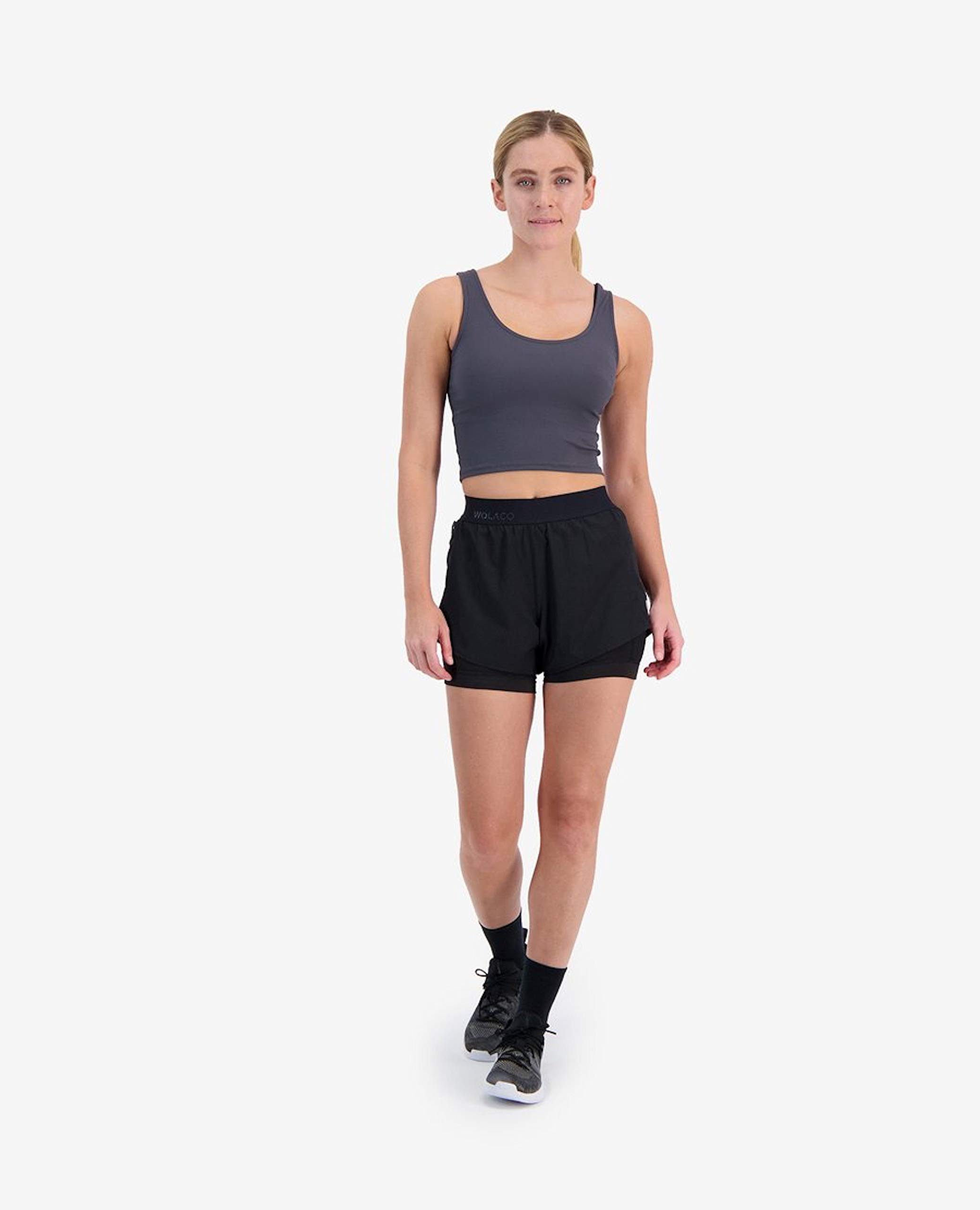 WOLACO Women's Grand 2-in-1 Gym Shorts, Athletic Breathable Workout Training Shorts with Pockets