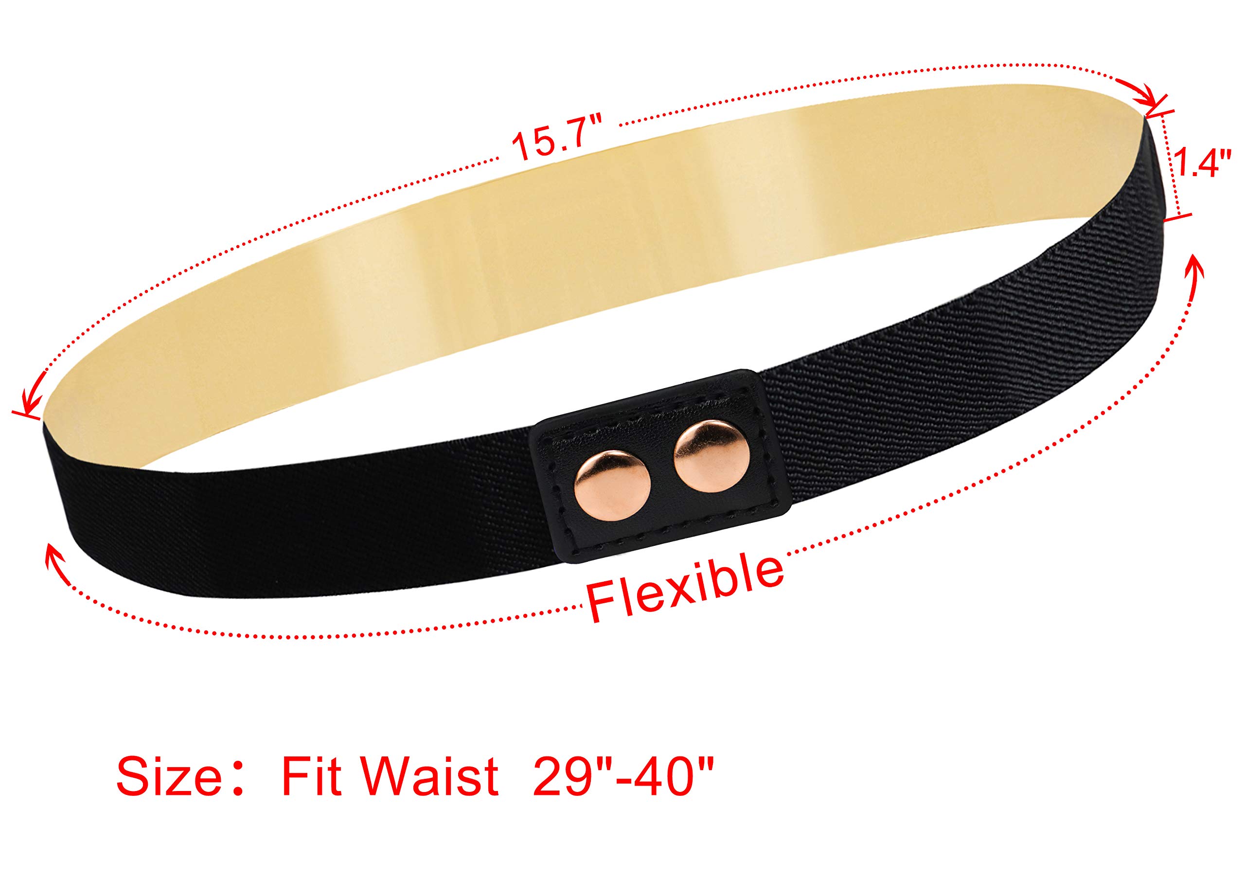 Women Elastic Mirror Metal Waist Belt Metallic Waistband,Golden, One Size