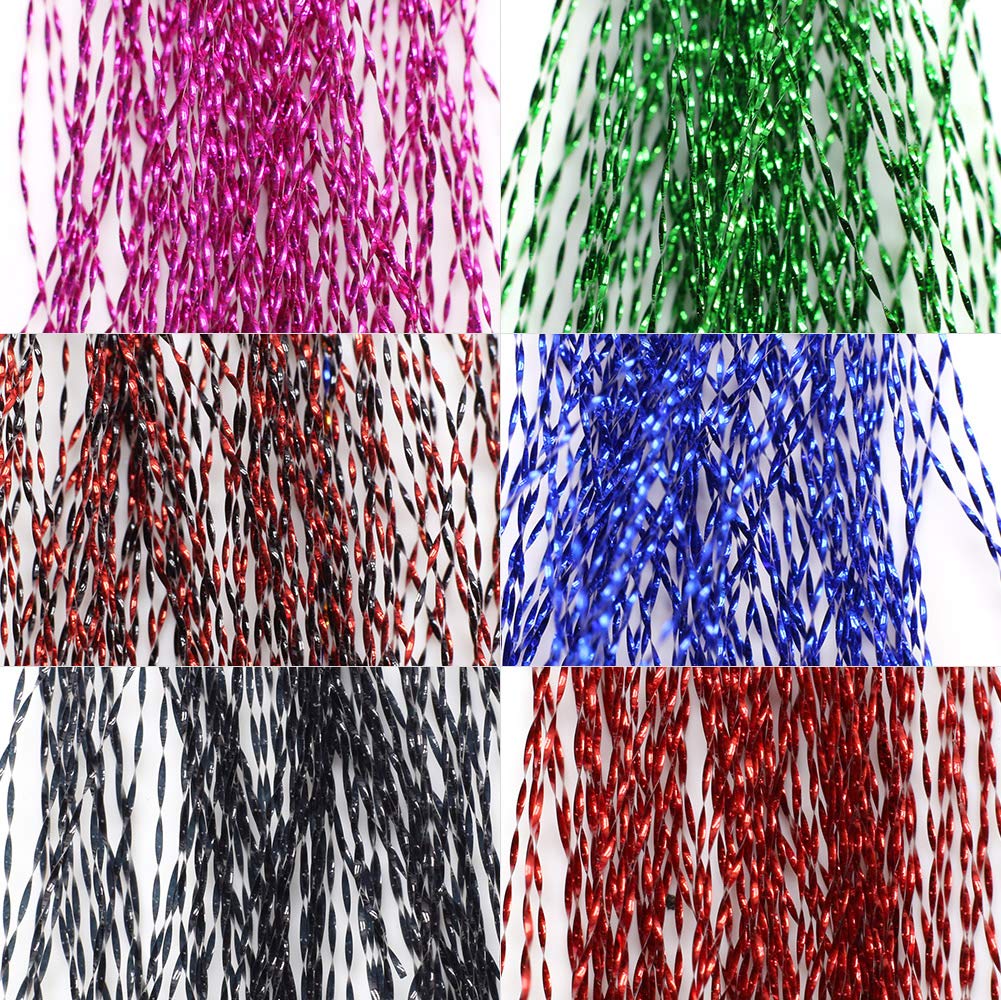 YZD Colorful Crystal Flash Fly Fishing Line 12 Packs Fly Tying Material for Make Fishing Lure Dry Wet Streamers Flies (B Set)