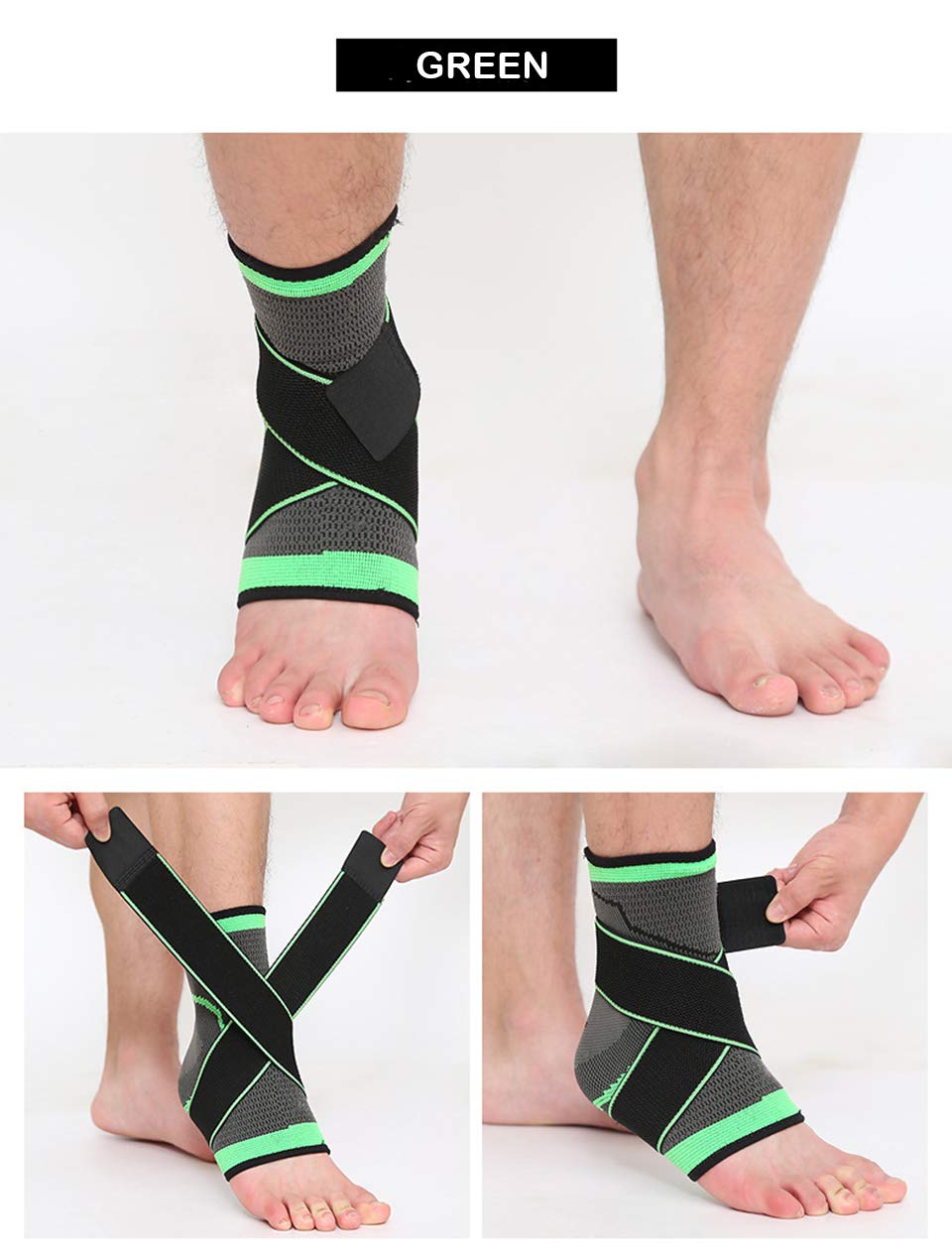 ZEERKEER Ankle Brace for Women & Men(1 Pair), Adjustable Compression Ankle Braces Breathable Ankle Support Brace, Super Elastic and Comfortable for Arthritis, Sports Injuries and Recovery (L)