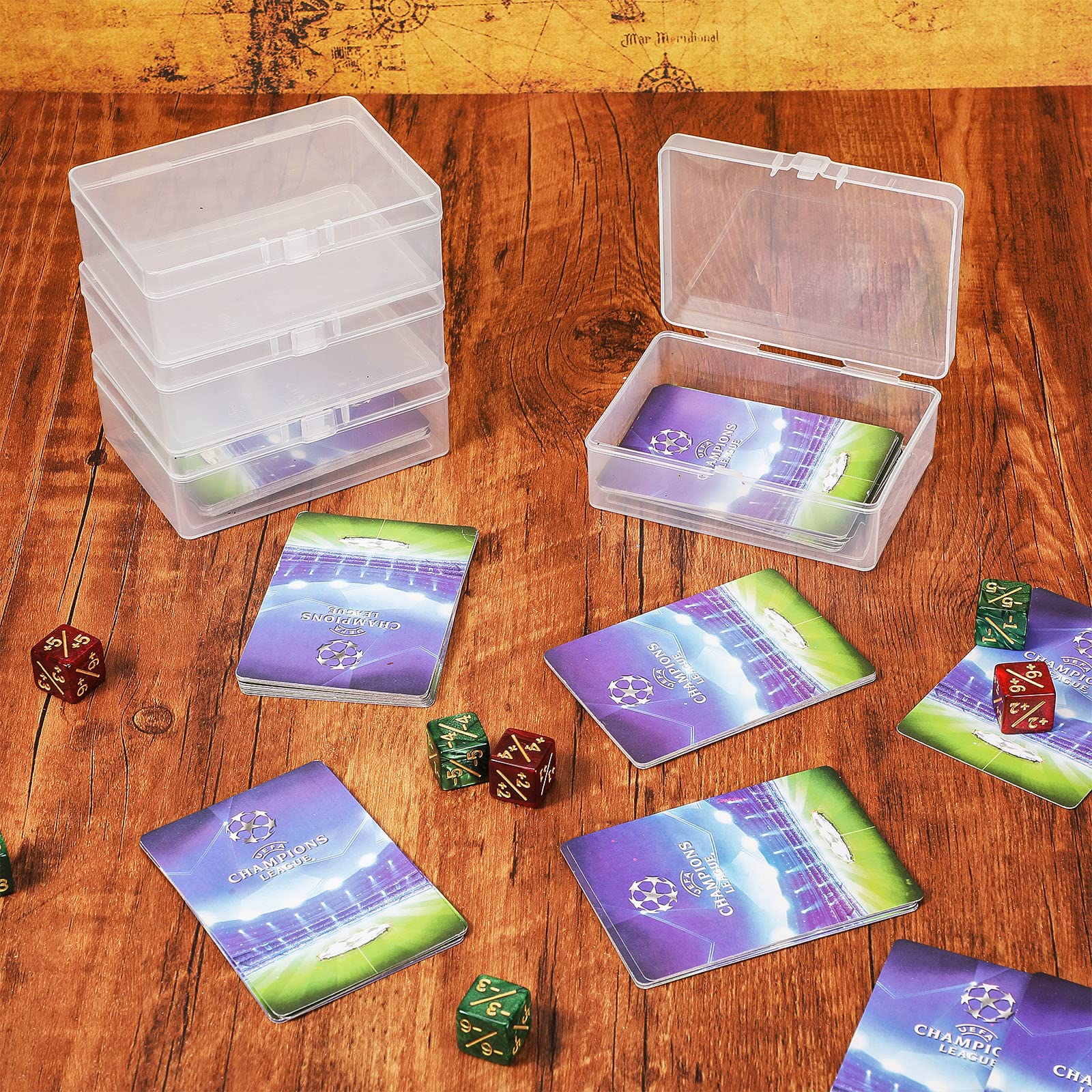Vicenpal 6 Pcs Playing Card Boxes Clear Plastic Card Deck Cases Trading Card Storage Box Collectible 100 Card Game Card Cases Holder 4.45 x 2.91 x 1.35 Inch Compatible with MTG TCG