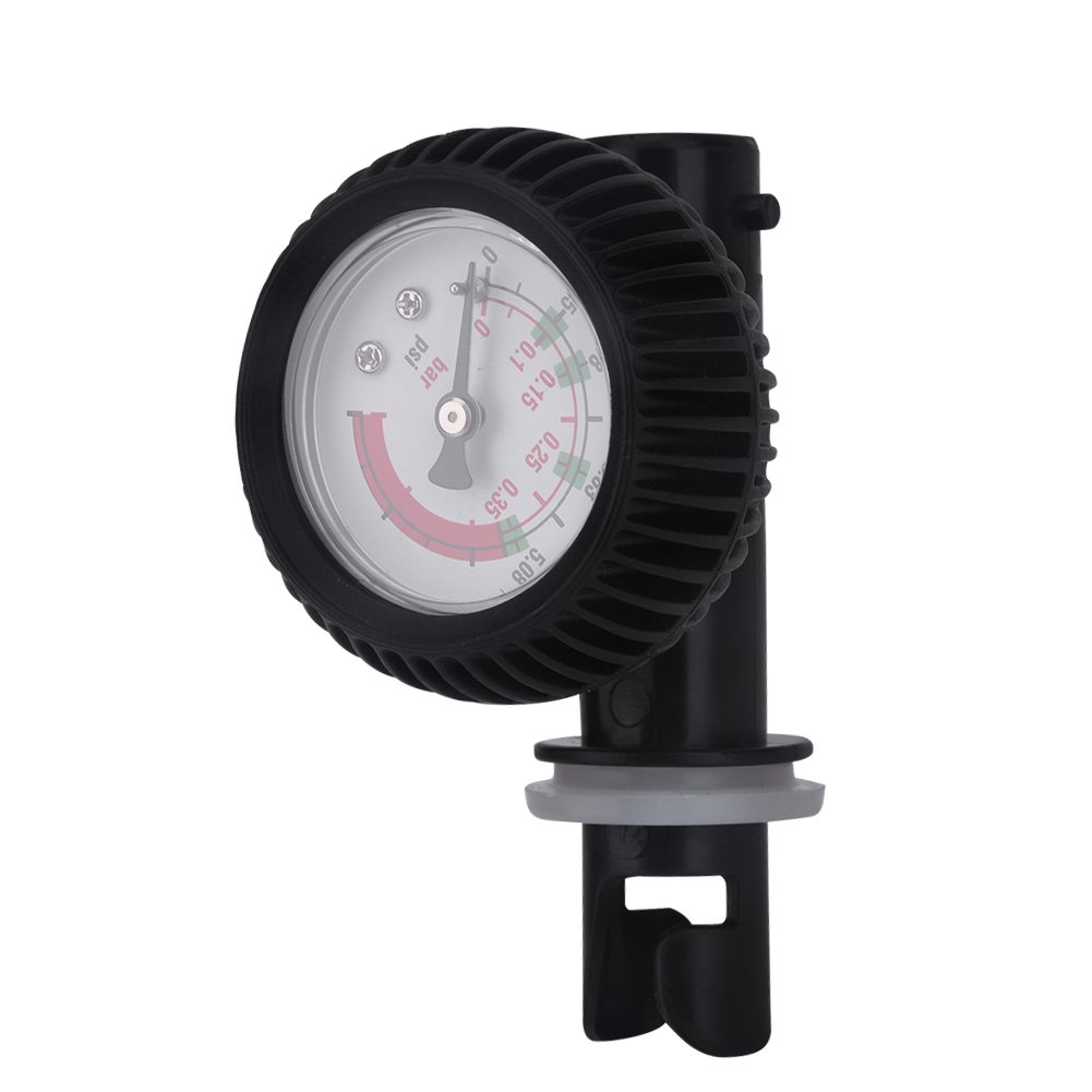 Wbestexercises Kayak Air Pressure Gauge Nylon Inflatable Boat Air Pressure Gauge 0-5.08 PSI Barometer Air Thermomete Valve Connector Replacement for Kayak Raft SUP Board Black