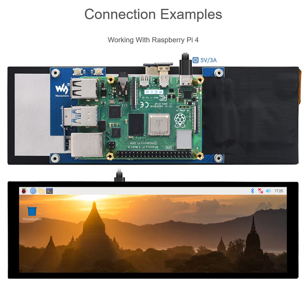 XYGStudy for Raspberry Pi 7.9 inch IPS Capacitive Touch Screen HDMI LCD Display Monitor 400×1280 Toughened Glass for Jetson Nano Raspberry Pi 4 3 Raspbian Ubuntu Kali WIN10 IoT Retropie Driver Free