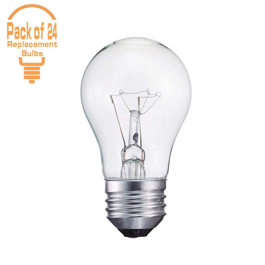 Voniry Appliance Light Bulb A15 Light Bulbs 40Watt Clear Bulbs Incandescent Light Bulb E26 2500K Globe Small Bulbs Ceiling Fan Lamp Oven Light Bulb 24 Pack