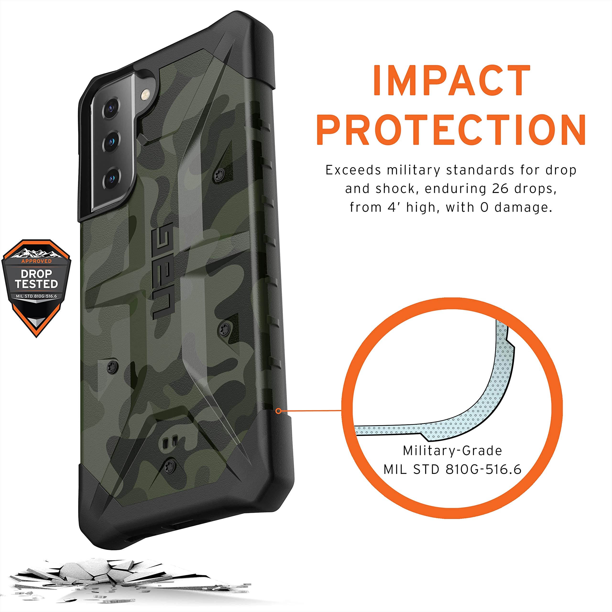 URBAN ARMOR GEAR UAG Designed for Samsung Galaxy S21 Plus Case Camo Forest Rugged Lightweight Slim Shockproof Pathfinder SE Protective Cover, [6.7 inch Screen]