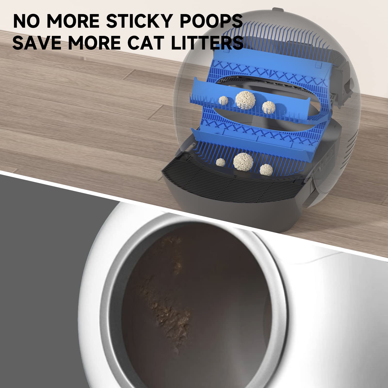 YSSAIL Self-Cleaning Cat Litter Box: Extra Large Automatic Cat Litter Box with APP Control & Smart Health Monitor & Safe Alert, Odor Removal Cat Litter Box for Multiple Cats [Black]