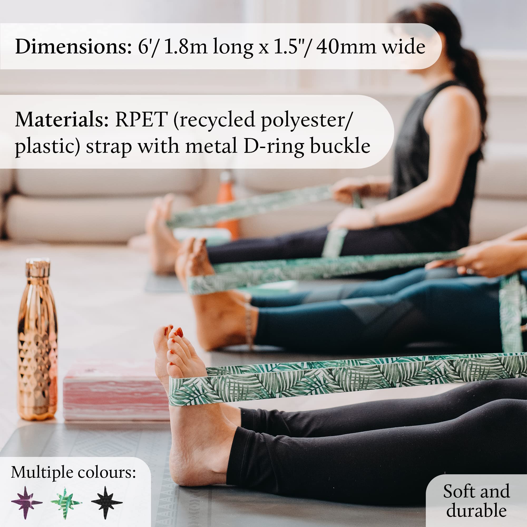 Yogi Bare Yoga Strap for Stretching - Yoga Accessories & Equipment - Ligament Stretching Belt & Stretch Band with Double D-Ring Loops - Black