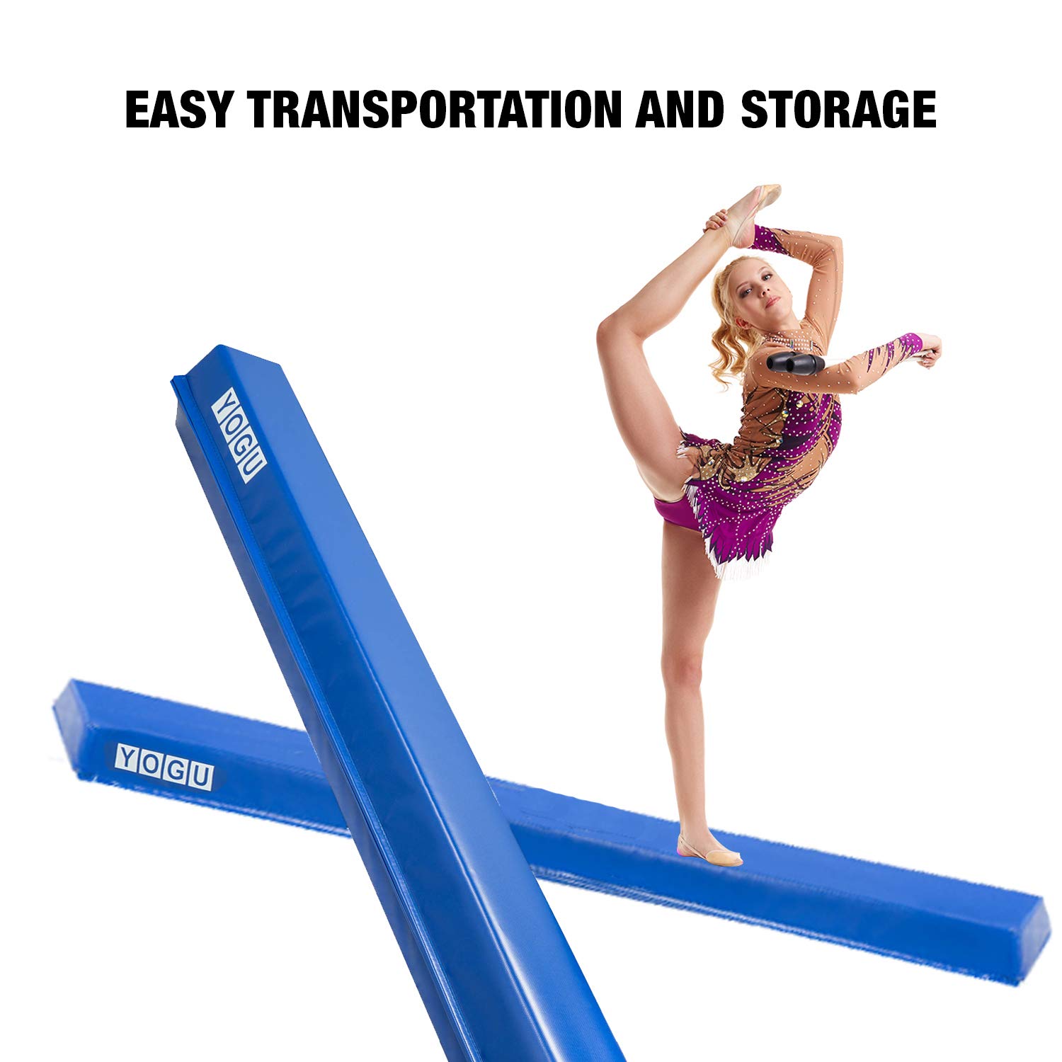 YOGU Foldable Balance Beam 9 Feet Folding Floor Gymnastics Equipment Beams for Kids Home Practice
