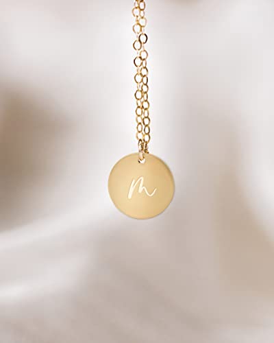 Zen & Zuri Personalized Monogram Initial Disc Gold Filled Necklace, Gift for Her, Mother's Day, Valentine's Day, Anniversary, Bridesmaid Proposal Box
