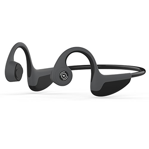 Vibez Bone Conduction Headphones Portable Open Ear Headset Wireless Bluetooth 5.0 Connectivity Sweat Resistant Sports Earphones with Microphone Volume Control for Running Hiking Driving Bicycling Grey
