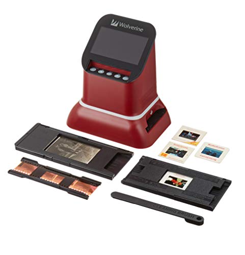 Wolverine F2D Saturn Digital Film & Slide Scanner - Converts 120 Medium Format, 127 Film, Microfiche, 35mm Negatives & Slides to Digital JPEG - Large 4.3" LCD w/HDMI Output (Red)