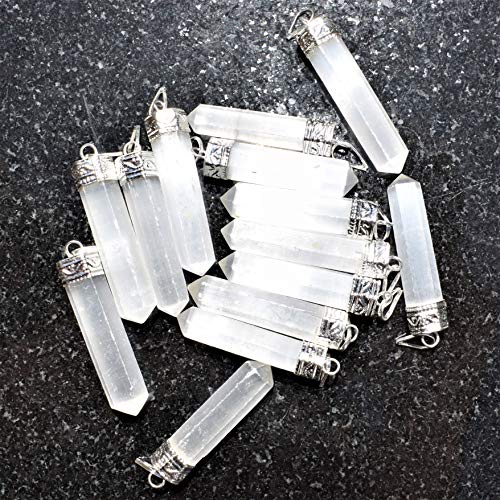 Zenergy Gems Faceted Hand-Made Natural Himalayan Selenite Crystal Pendants + Selenite Charging Heart Included (HEALING ENERGY - NEGATIVE ENERGY ABSORBER)