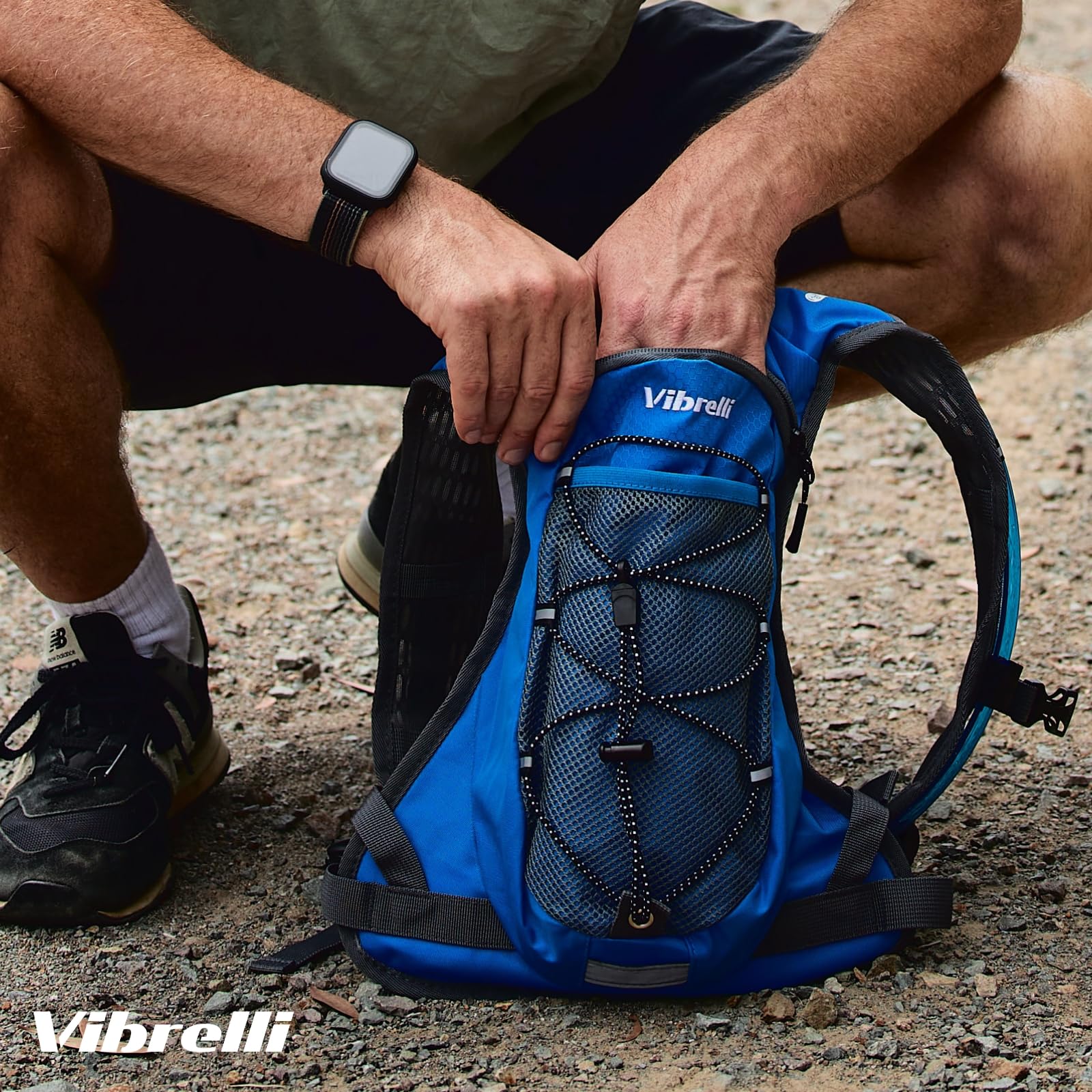 Vibrelli Hydration Pack & 2L Hydration Water Bladder - High Flow Bite Valve - Hydration Backpack with Storage - Lightweight Running Backpack, Also for Cycling, Hiking, Ski, Snow for Men, Women & Kids