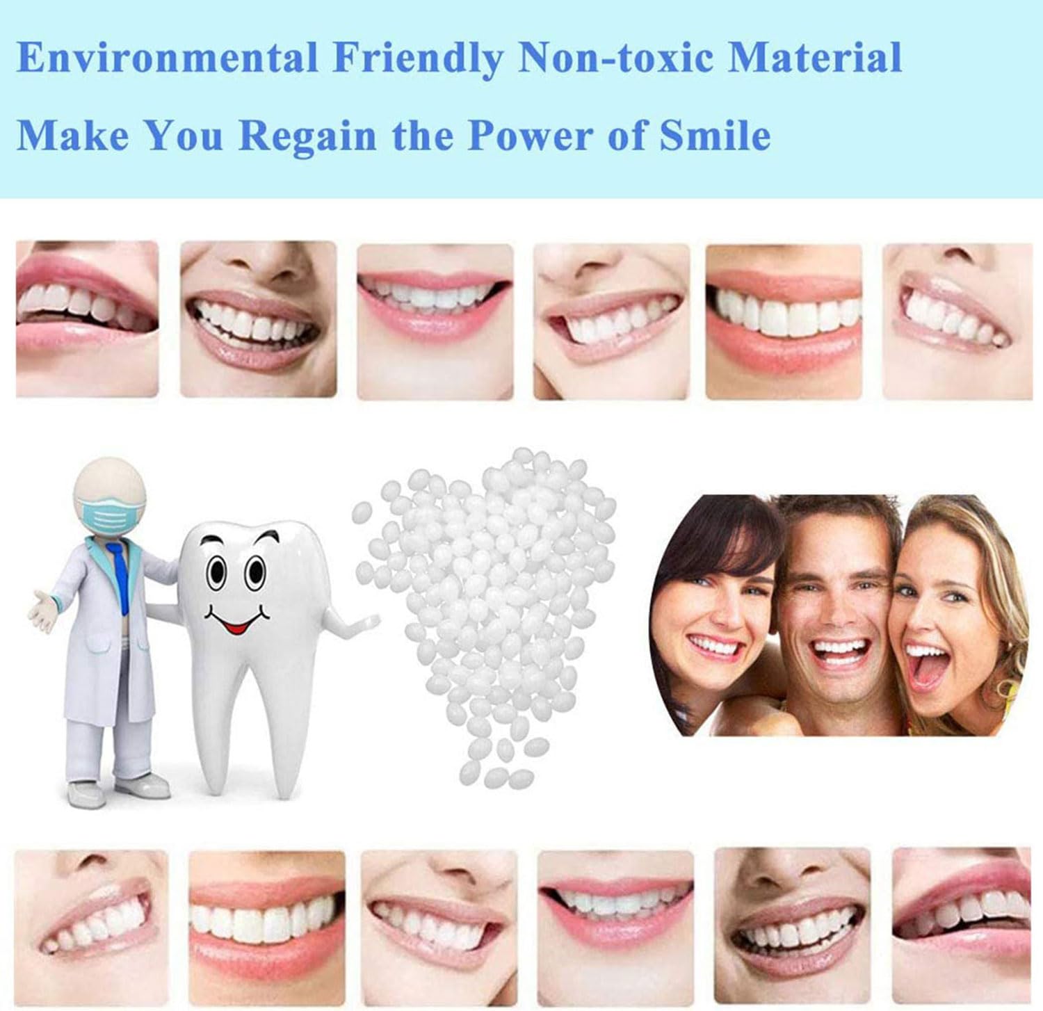 The Latest Denture Veneer is Used for Temporary Tooth Restoration, which is Comfortable and Simple. Four Universal Cosmetic dentures for Men and Women