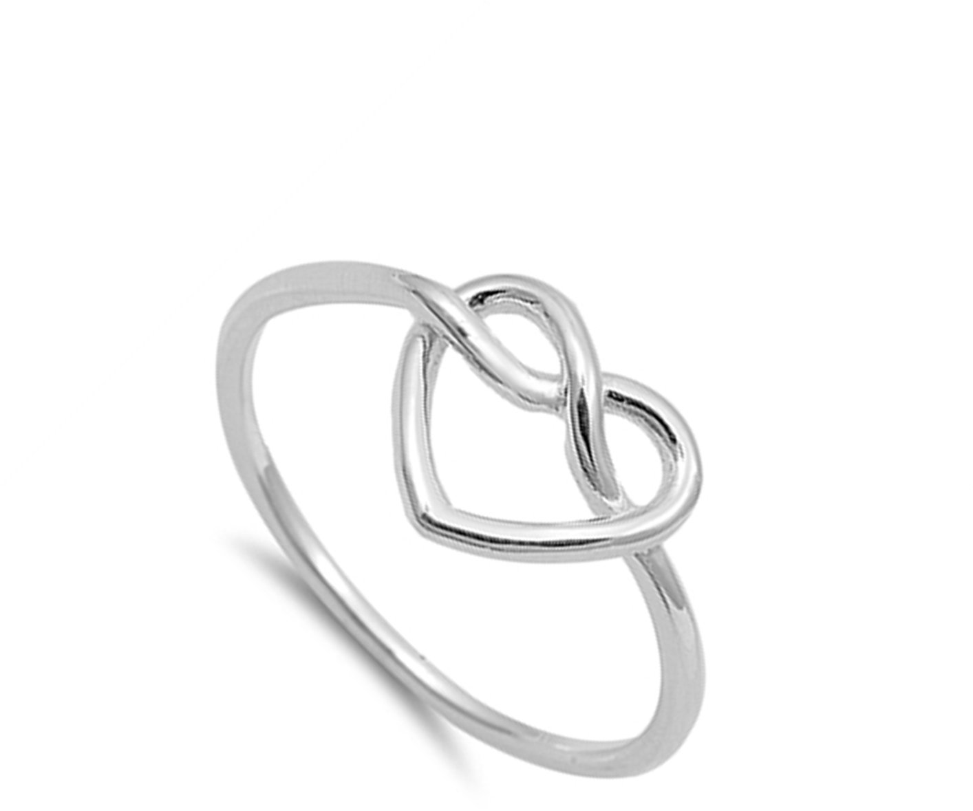 Women's Heart Infinity Knot Classic Ring New 925 Sterling Silver Band Size 10