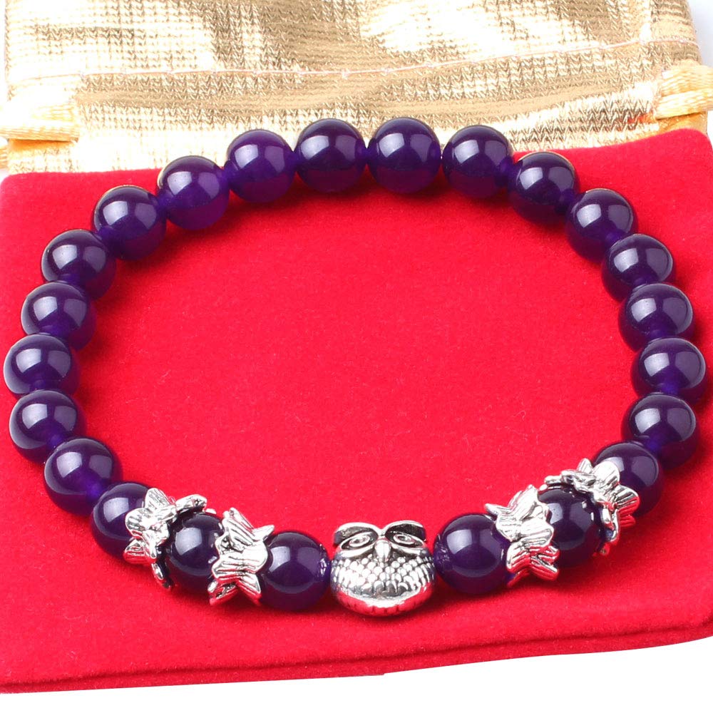 Weelovee Women Mens Nature Stone Bracelet 8MM Energy Beads Purple