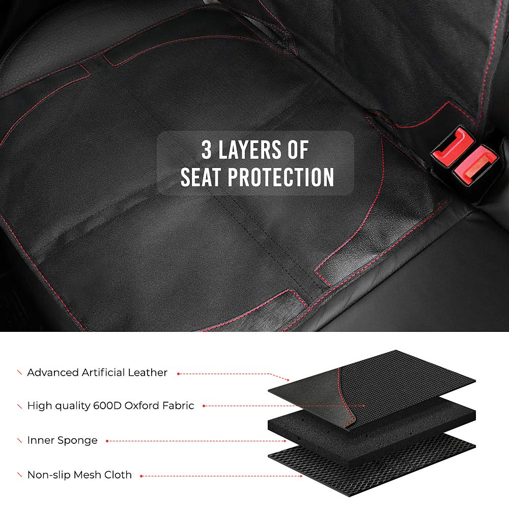 YOOFAN 2 Pack Car Seat Protectors with Thickest Padding, Waterproof 600D Oxford Fabric, 2 Large Pockets, XL Size Best Coverage for Child Baby Car Seats and Leather Seats