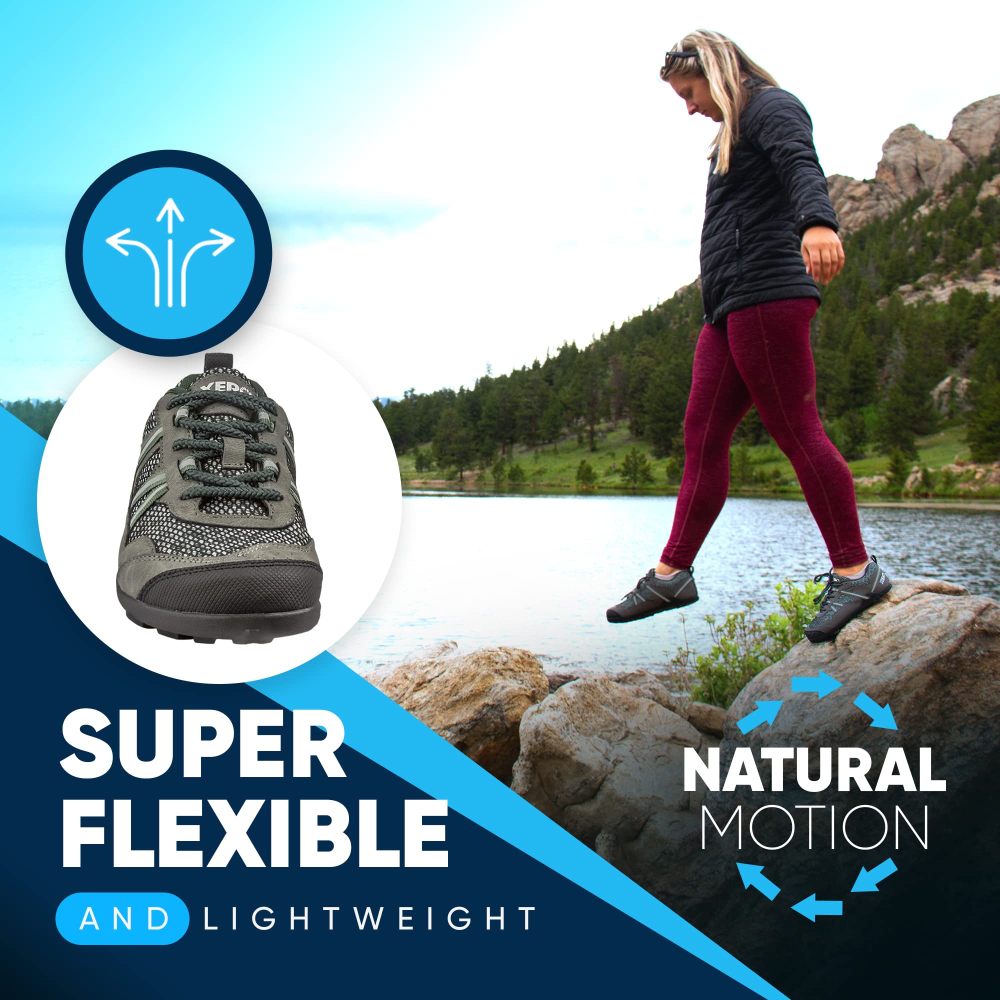 Xero Shoes Women's TerraFlex Lightweight Trail Running & Hiking Shoe - Zero Drop,Black,7.5