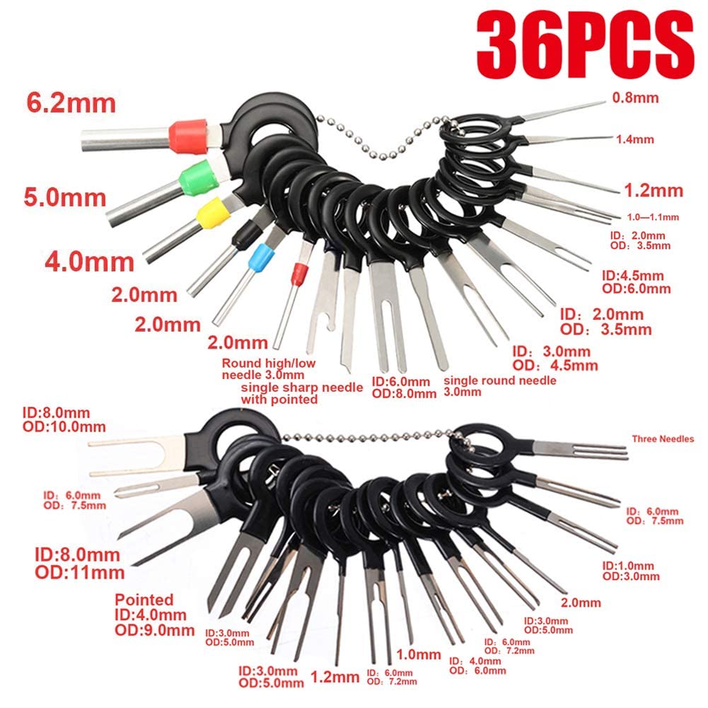 Vignee 60pcs Terminal Removal Tool kit,Pins Terminals Puller Repair Tools for Car Pin Extractor Electrical Wiring Crimp Connectors,Key Extractor Depinning Tool Set
