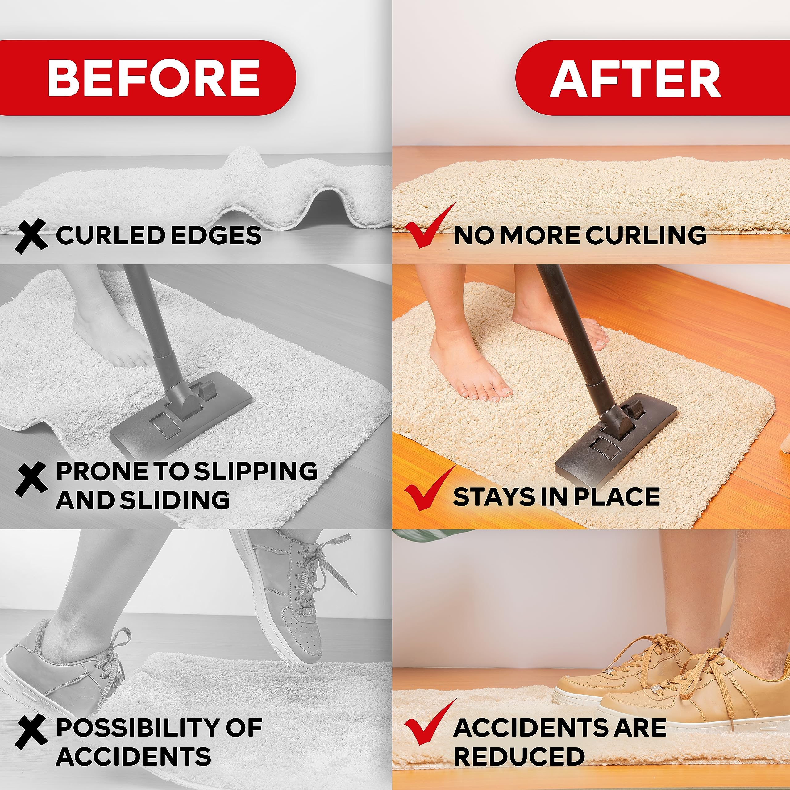 XFasten Carpet Tape Double Sided - Heavy Duty 2β x 20 yds Gentle on Surface Double Sided Carpet Tape for Area Rugs over Carpet for Hardwood Floors, Corner Rug Tape for Carpet to Carpet