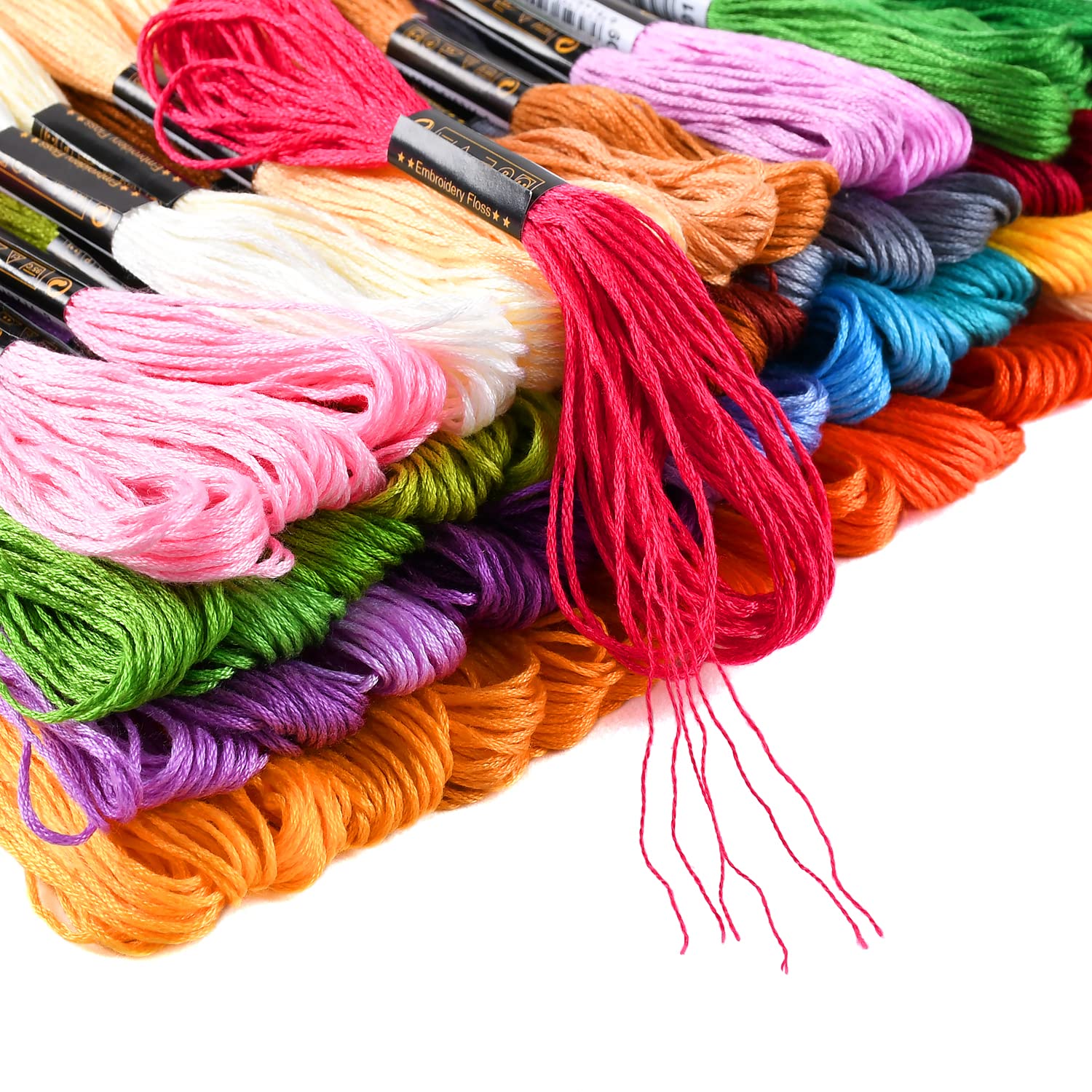 VICOVI Friendship Bracelet String Kits, 100 Colors Embroidery Floss and 15 Skeins White & 15 Skeins Black Color, 10 Pcs Plastic Floss Bobbins for Cross Stitch Threads Bracelet Yarn Craft Floss