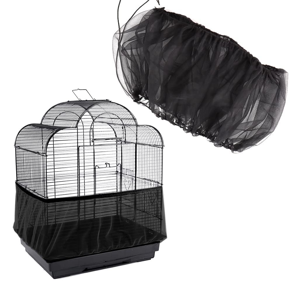 ZOCONE Bird Seed Guards & Catchers 100"×13" Stretchy Adjustable Drawstring Bird Cage Mesh Net Cover Cage Skirt (13"×100", White)