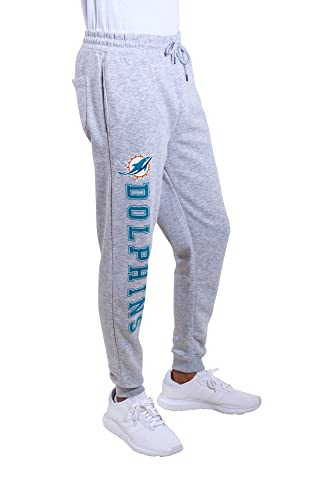 Ultra Game NFL Men's Super Soft Game Day Jogger Sweatpants, Miami Dolphins, Heather Gray, Large