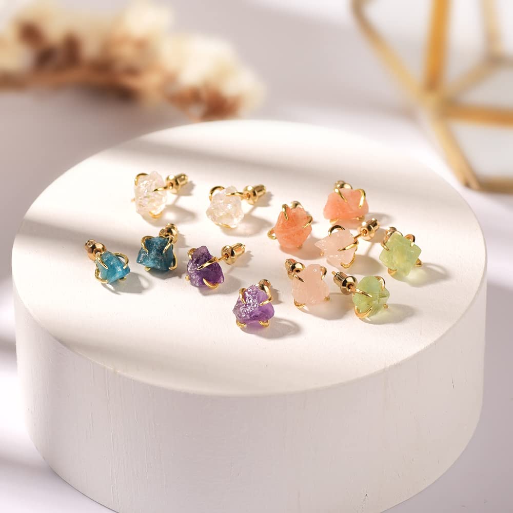 ZENGORI Irregular Amethyst Four-Claw Stud for Women Gemstones Earring Jewelry ZG0134