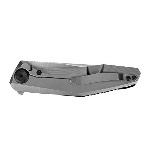 Zero Tolerance Sinkevich KVT Pocketknife; 3.4 Inch CPM 20CV Stainless Steel Blade, Bead Blasted and Machine Satin Finish, KVT Ball-Bearing System, Bead-Blasted Titanium Handle, Made in USA (0470)