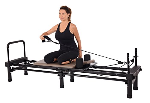 Stamina Products AeroPilates Reformer 651 Whole Body Resistance Workout Machine for Home Gym with 10 Inch Stand and Foldable Frame with Wheels