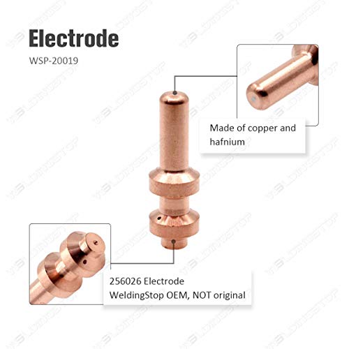 WeldingStop Plasma Cutter XT60 Torch Electrode 256026 Tip 249929 60A (PK-10 NOT Miller Original Consumables)