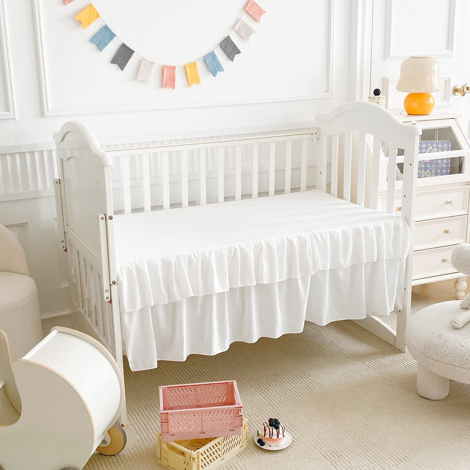 UOZZI BEDDING 3 Pieces Crib Bedding Set Baby Tassels Comforter with Fitted Sheet and Pillow Green