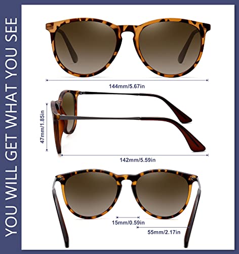 WOWSUN Polarized Sunglasses for Women Vintage Round Mirrored Lens