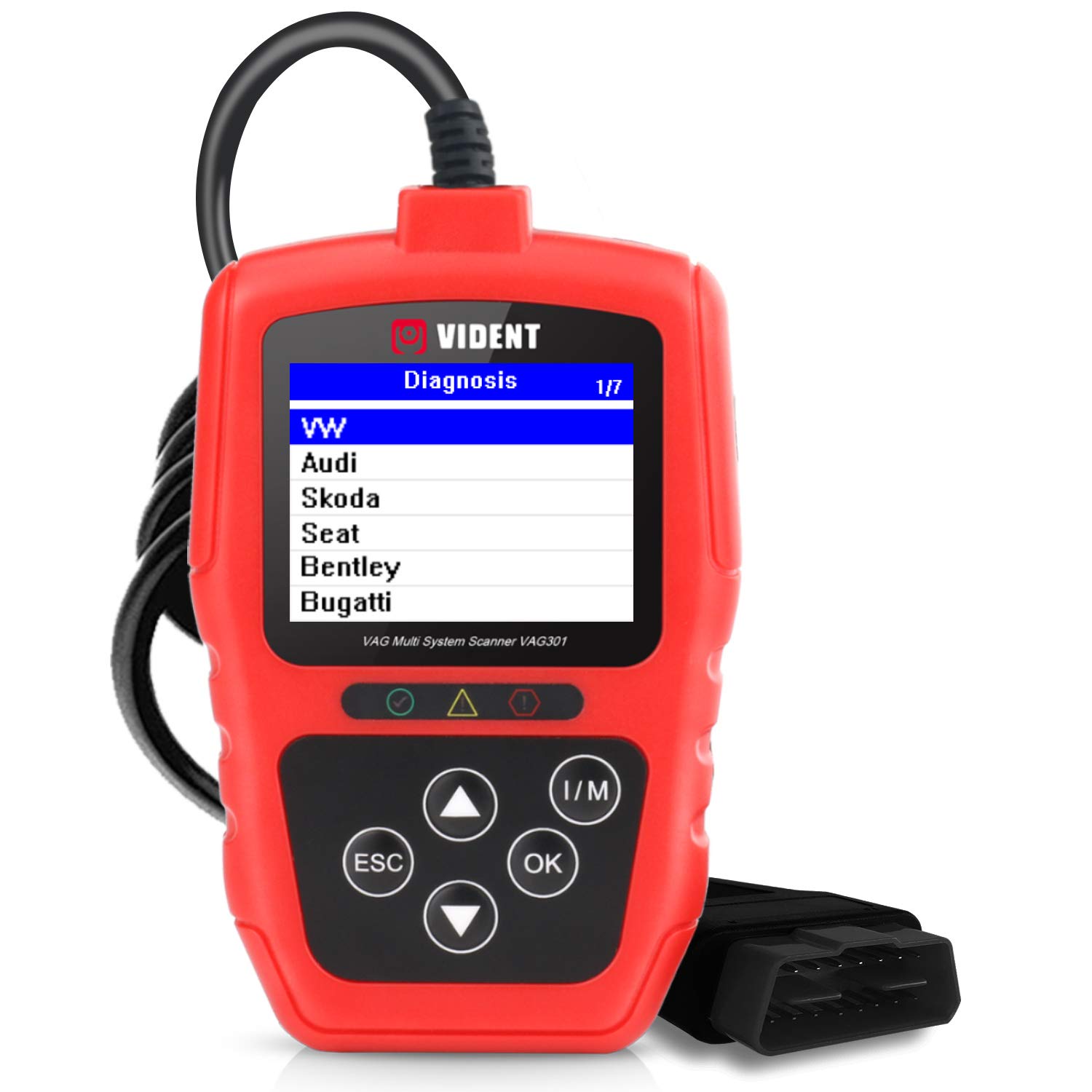 VIDENT V301 Automotive Full System Diagnostic Scan Tool for VW Audi Seat Skoda EOBD OBD2 Scanner with ABS SRS SAS EPB TPA BMS Transmission & Oil Service Code Reader