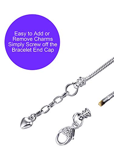 Zhanmai Unicorn Sparkly Crystal Charm Bracelet Bangle with Gift Box Set for Hers Lady