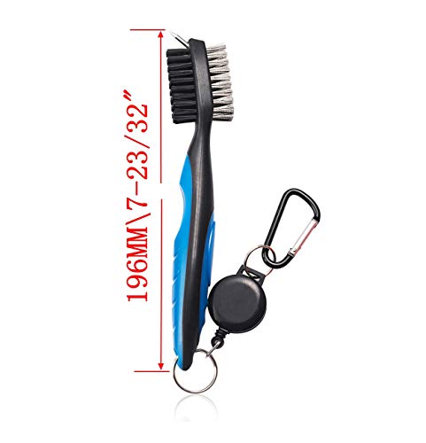 Xintan Tiger Pack of 2 Golf Club Brush Groove Cleaner with Retractable Zip-line and Aluminum Carabiner Cleaning Tools