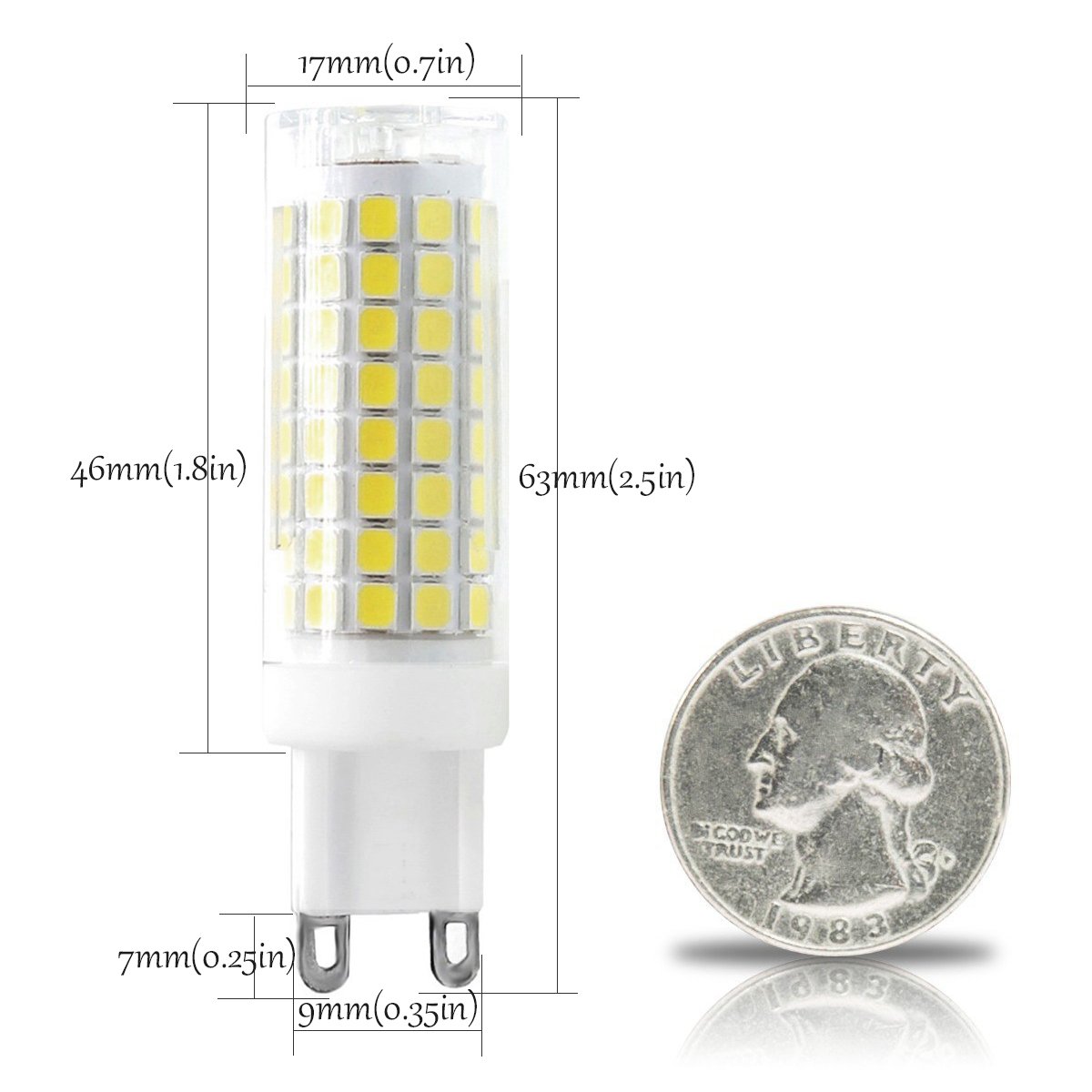 XRZT G9 Led Bulbs T4 Bi-Pin Base, 6000K Daylight White Light Dimmable Chandelier Light Bulb for Home Lighting Indoor Decoration, 7W (40W 60W 75W Halogen Replacement) Pack of 4