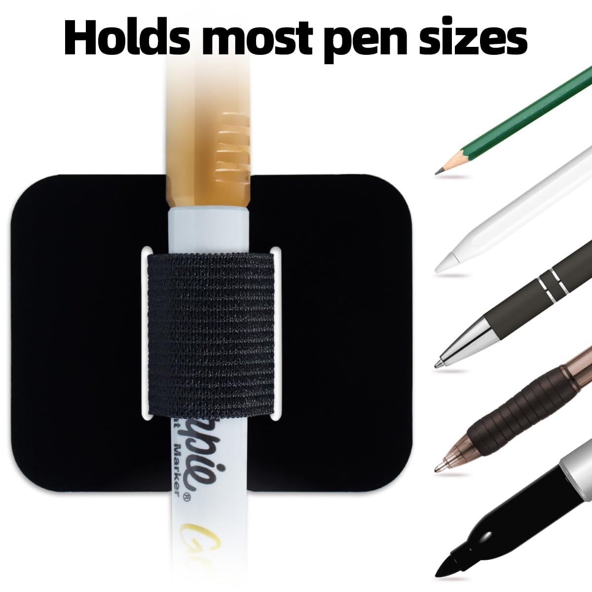 ZINCCO 4 Pack Pen Holder for Notebooks, Self-Adhesive Pen/Pencil Loop, Ultra-Thin, Elastic Pen Holder, Journal Pen Holder, Pen Holder for Clipboard, Planner Pen Holder, Adhesive Pen Loop.