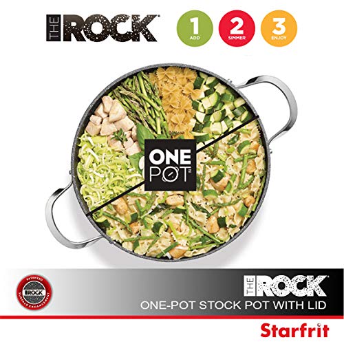 THE ROCK by Starfrit One-Pot 7.2-Quart Stock Pot with Lid and Stainless Steel Riveted Handles, White