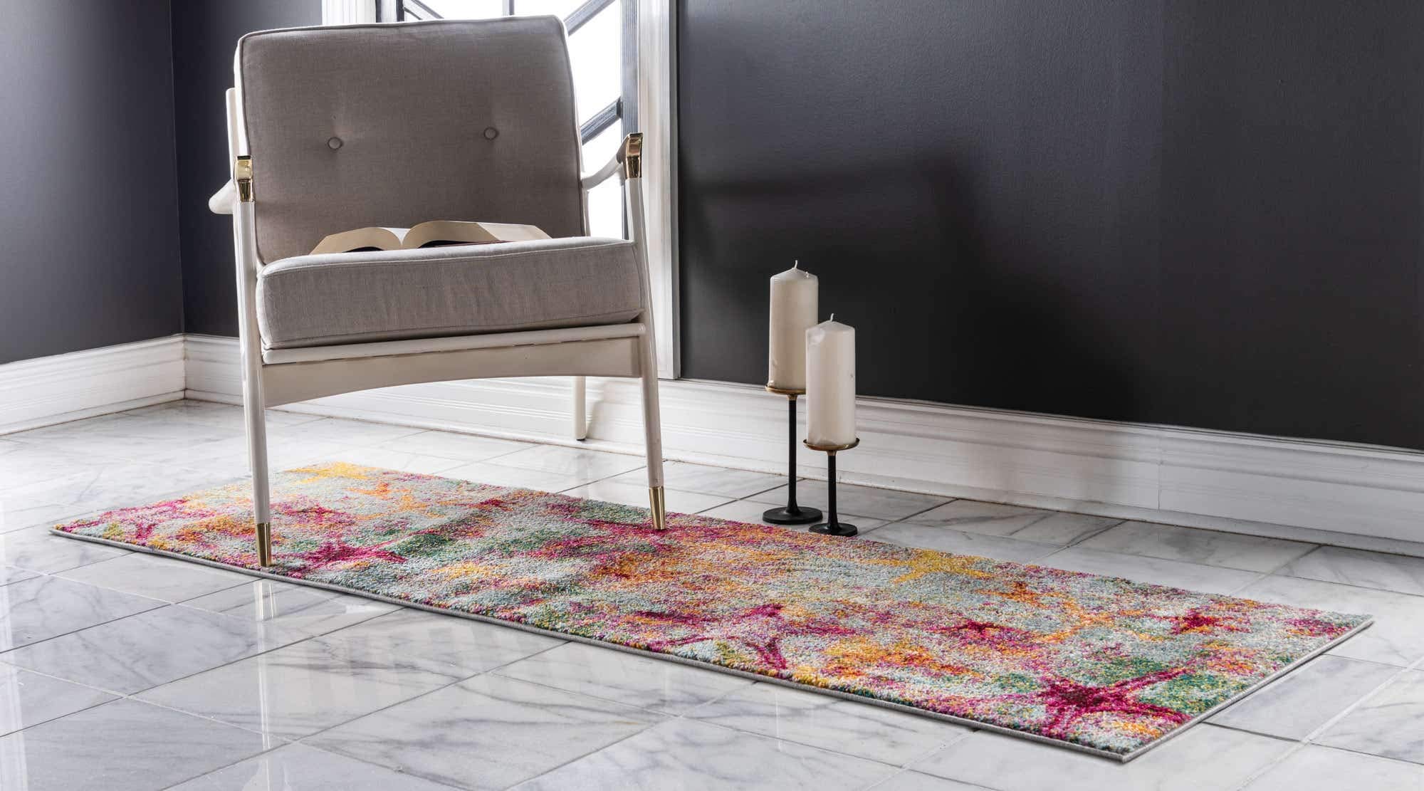 Unique Loom Positano Collection Coastal Modern Bright Colors Starfish Multi Runner Rug (2' x 7')