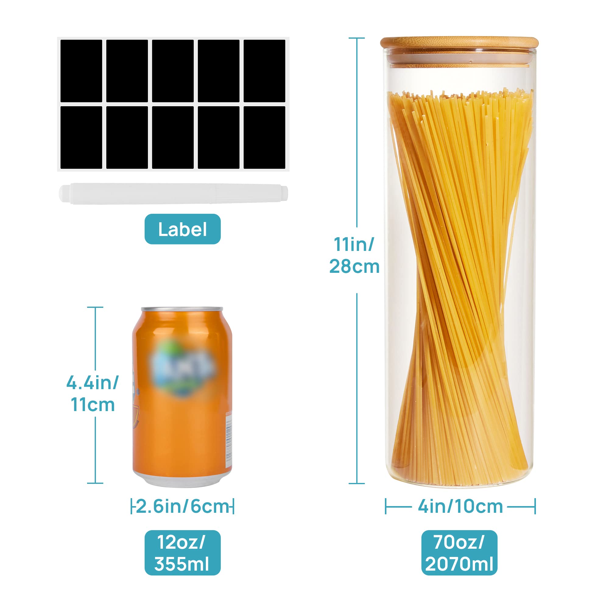 Vtopmart 8 Pack Glass Food Storage Containers and 3 Pack 70oz Glass Jars with Bamboo Lids