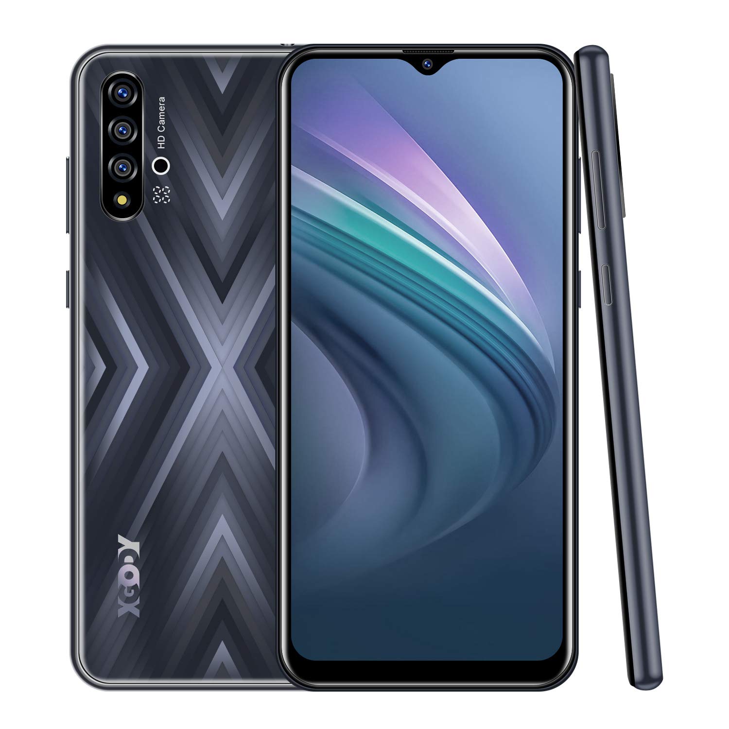 Xgody X30 Unlocked Cell Phone,Android 9.0 Mobile Phones Cheap,Dual Sim-Free Smartphone with 6.53 inch HD(20:9) Waterdrop Screen,5MP + 16GB ROM(Black X30)