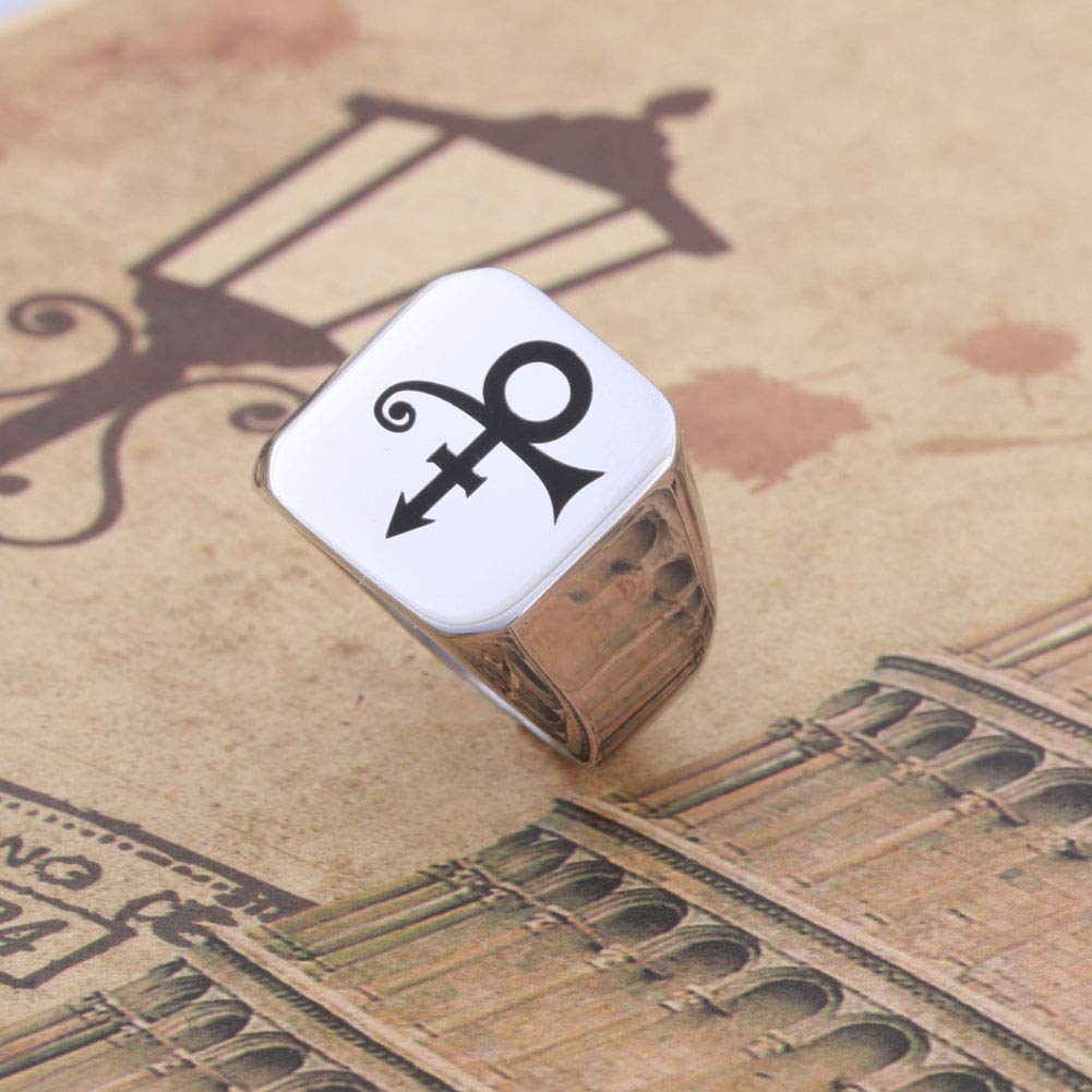 Womens Silver Prince Tribute Love Stainless Steel Engraved Symbol Ring