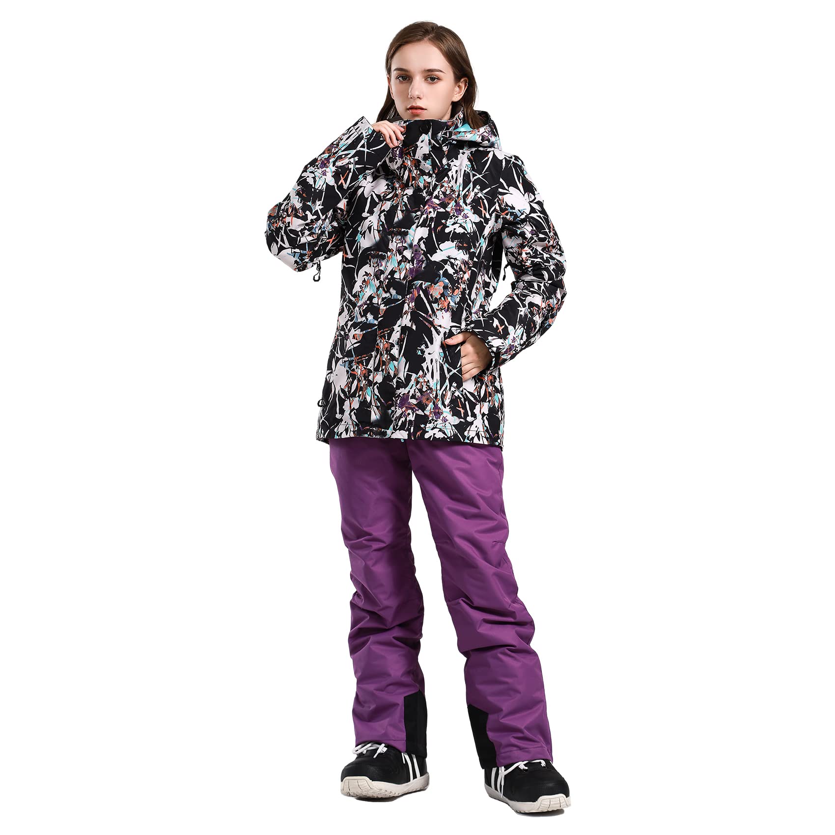 Womens Ski Pants Snow Snowboarding Waterproof Windproof Winter Outdoor Hiking Warm,Purple,L