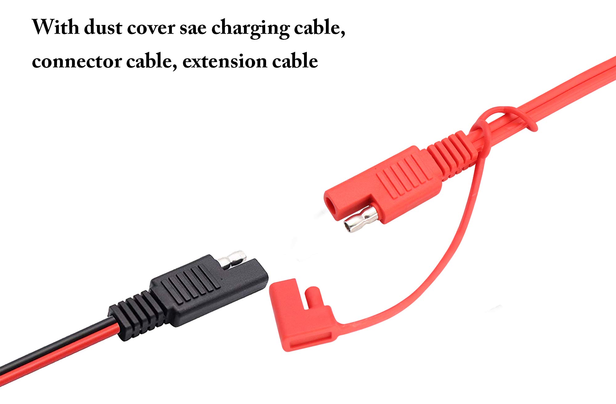 zdyCGTime SAE Extension Cord,Battery Extenstion Cable SAE to SAE Extension Cable Quick Disconnect Wire Harness SAE Power Cable with Waterproof Cap,for Automotive, Solar Panel Panel 18AWG 1m/3ft