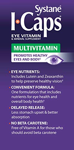 Systane ICaps Eye Vitamin & Mineral Supplement, Multivitamin Formula, 100 Coated Tablets (Packaging may vary)