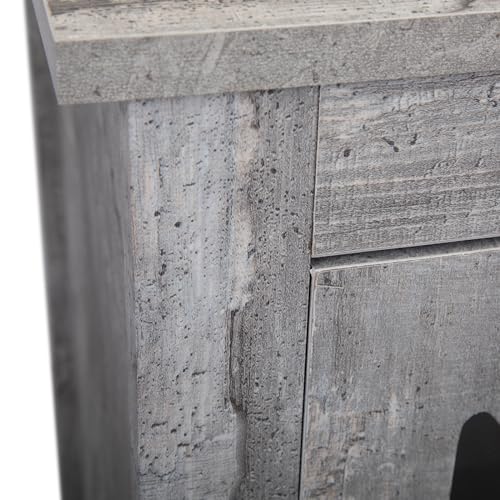 Tidyard Set of 2 Industrial Nightstand Side Table End Table with X Design Glass Door Light Gray Wood Sofa End Side Table, Bedside Nightstand for Living Room Bedroom Kitchen Bathroom