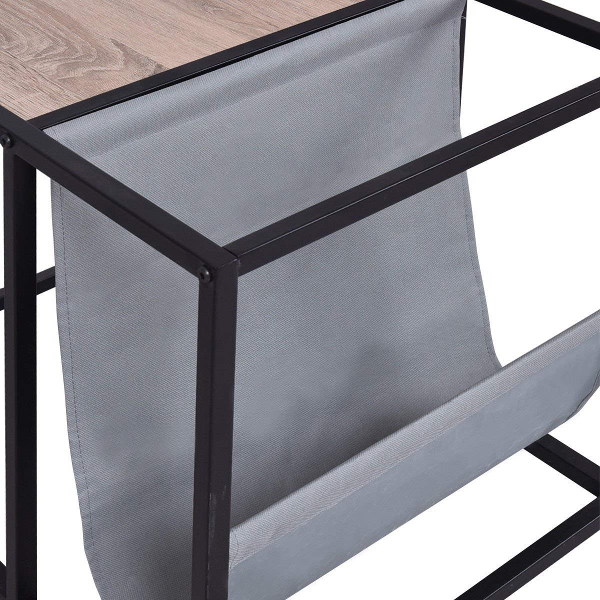 Wenst'sKufAN Metal End Table/Square Side/Coffee Table Modern Home Office Furniture Table with Magazine Holder